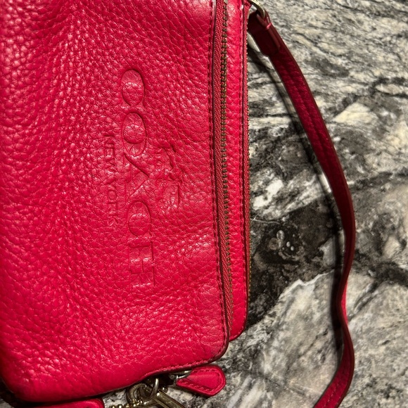 Coach | Bags | Coach Red Crossbody Bag With Pebbled Leather Finish ...